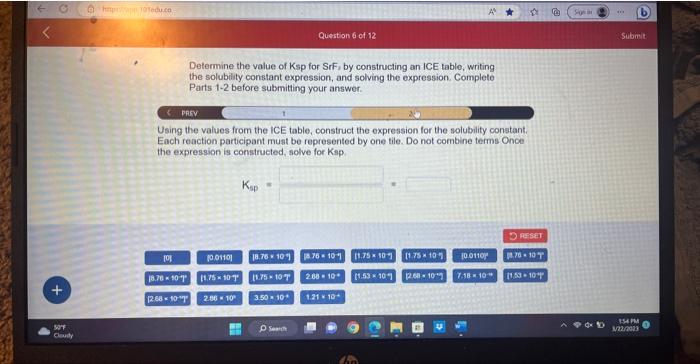 Solved Determine the value of Ksp for SrF, by constructing | Chegg.com