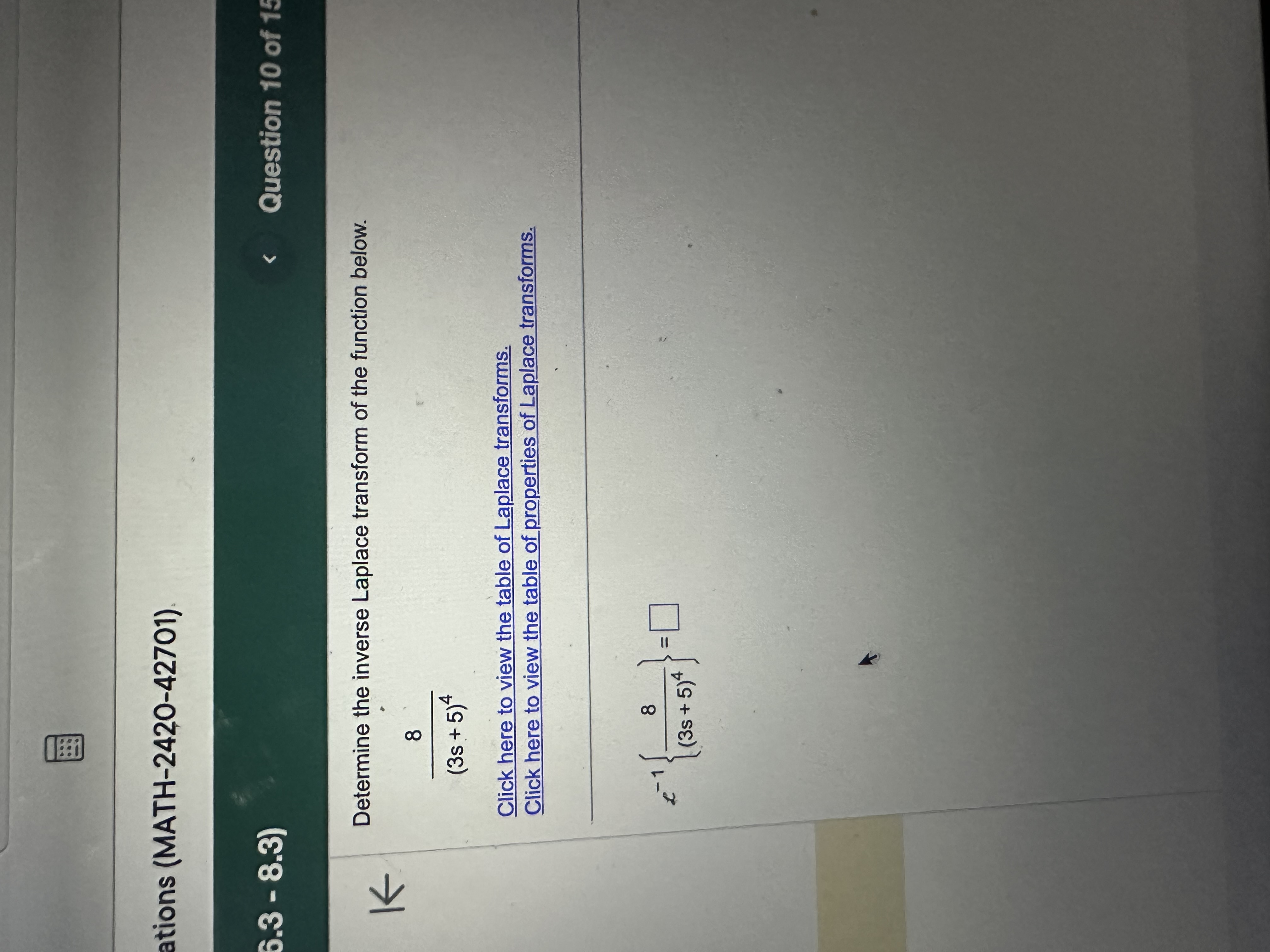 Solved Determine the inverse Laplace transform of the | Chegg.com