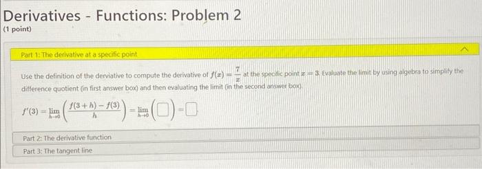 Solved Derivatives Functions Problem 2 1 Point Part 1
