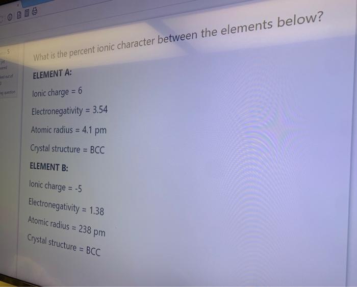 Solved What is the percent ionic character between the | Chegg.com