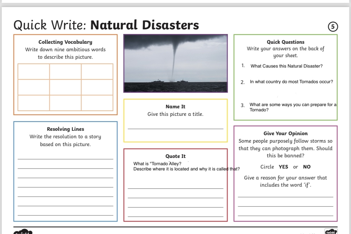 Solved Quick Write: Natural DisastersCollecting | Chegg.com