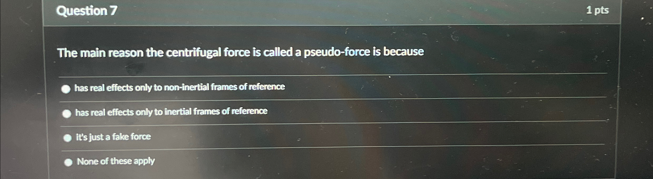 Solved Question 71 ptsThe main reason the centrifugal force | Chegg.com Solved Question 71 ptsThe main reason the centrifugal force | Chegg.com