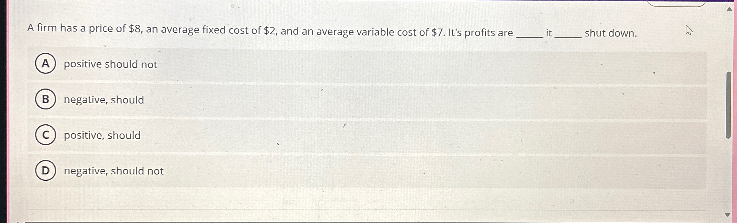 Solved A firm has a price of $8, ﻿an average fixed cost of | Chegg.com