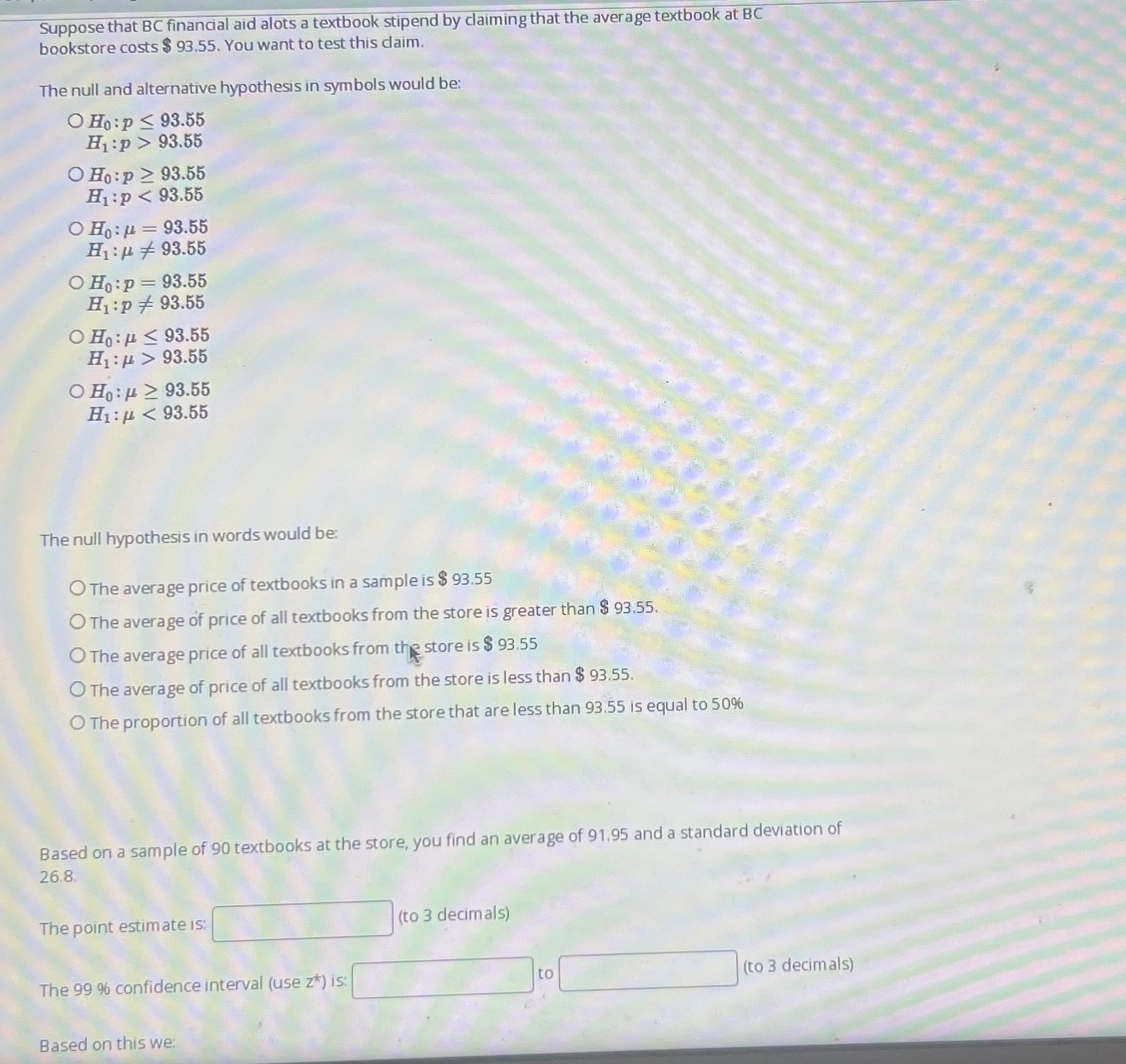 Solved Suppose that BC ﻿financial aid alots a textbook | Chegg.com