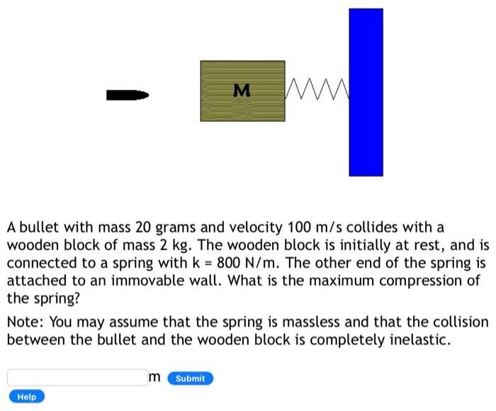 Solved A bullet with mass 20 grams and velocity 100 m/s | Chegg.com