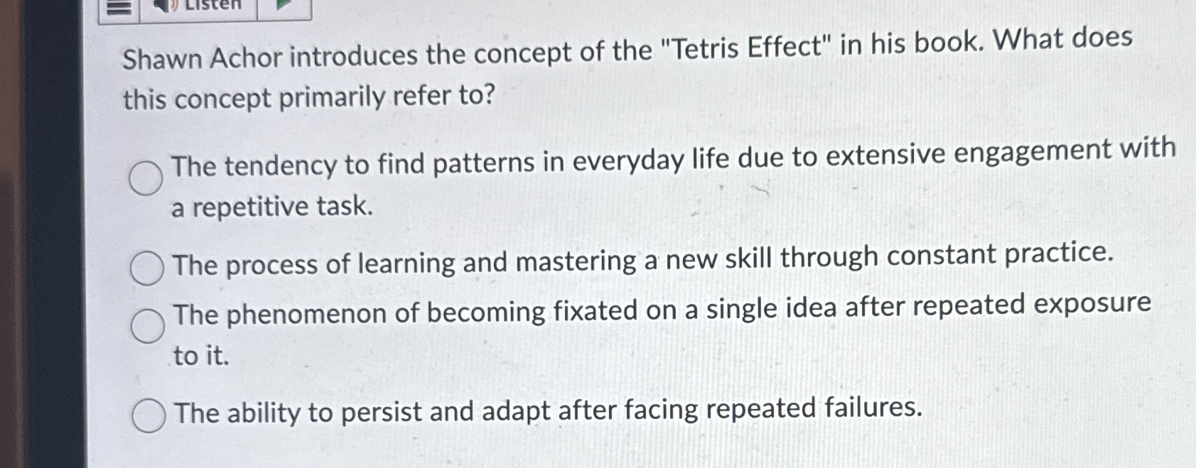 Solved Shawn Achor introduces the concept of the "Tetris | Chegg.com