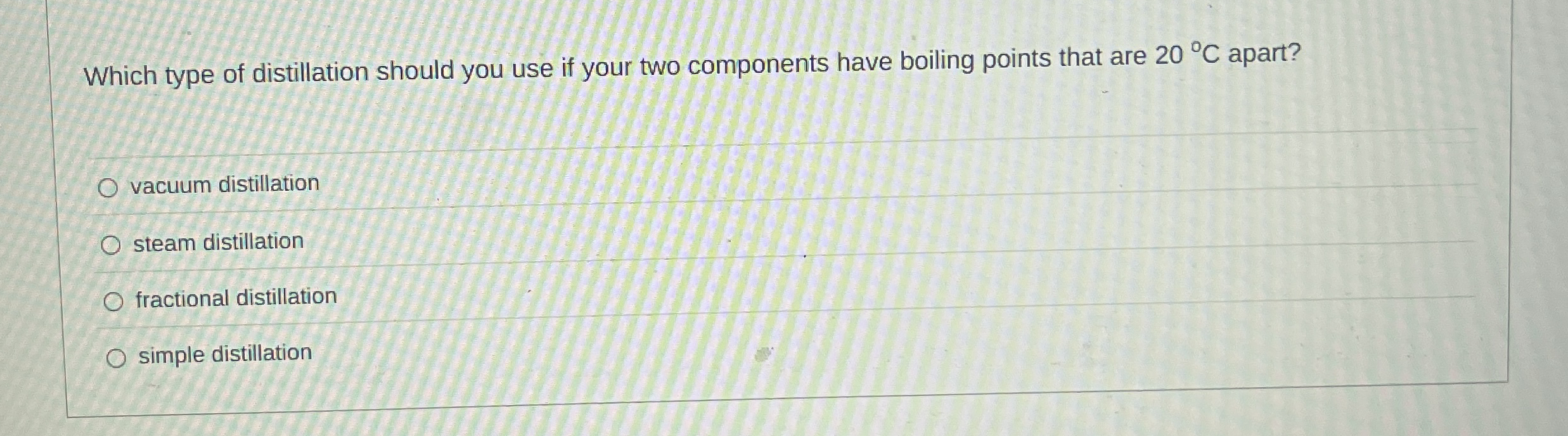 Solved Which type of distillation should you use if your two | Chegg.com