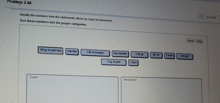 Solved Problem 2.48 Identify the numbers from the statements | Chegg.com