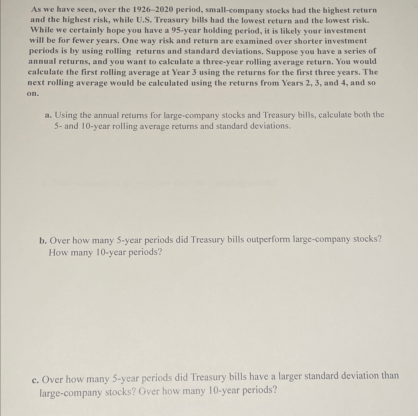 Solved As we have seen, over the 1926-2020 ﻿period, | Chegg.com