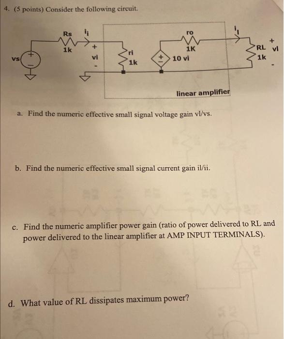 4. ( 5 points) Consider the following circuit. a. | Chegg.com