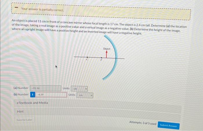 Solved An object is placed 11 cm in front of a concave | Chegg.com