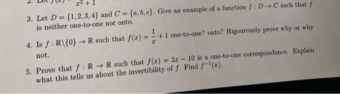 Solved 12 +1 = 3. Let D = {1,2,3,4} and C = {a,b,c}. Give an | Chegg.com