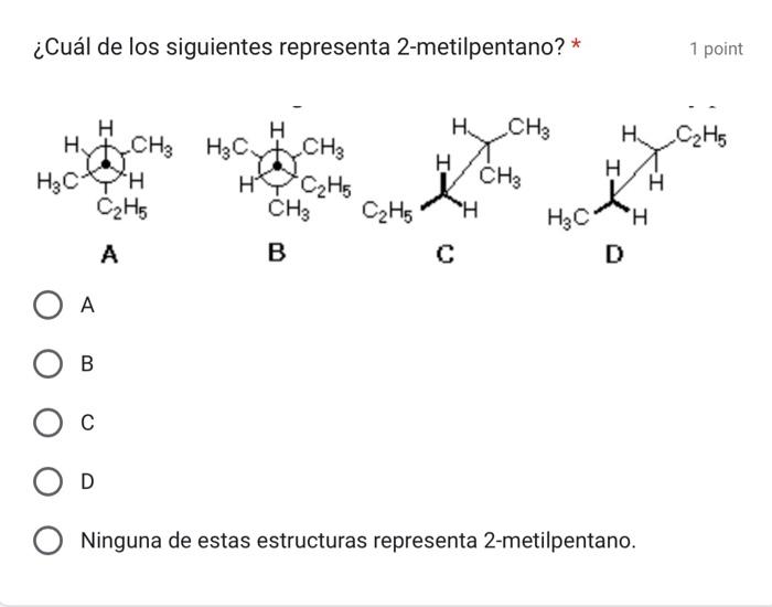 Solved Which of the following represents 2-methylpentane?1) | Chegg.com