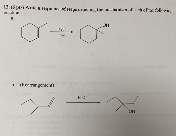 Solved 13. (6 pts) Write a sequence of steps depicting the | Chegg.com