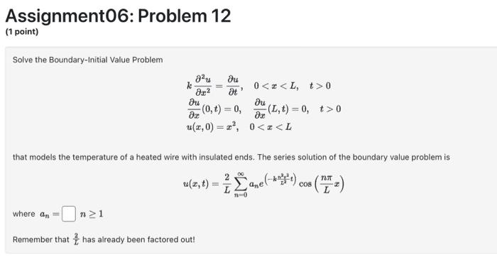 Solved Assignment06: Problem 12 (1 point) Solve the | Chegg.com