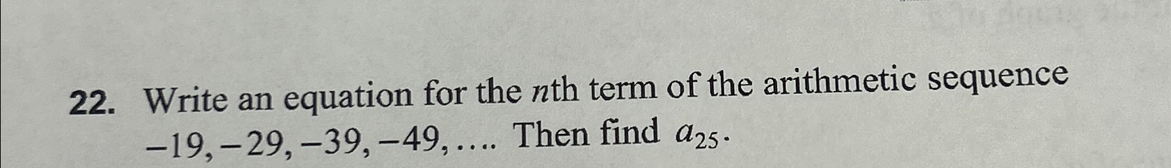 Solved Write an equation for the nth term of the arithmetic | Chegg.com
