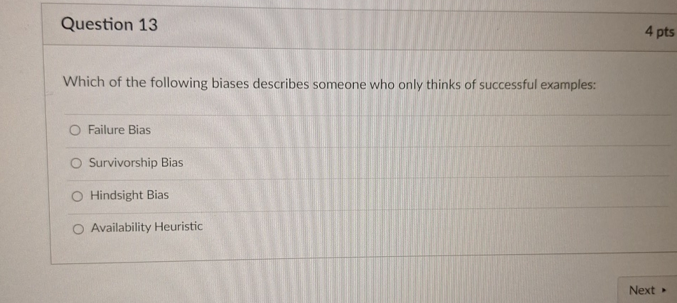 Solved Question 134 ﻿ptsWhich of the following biases | Chegg.com