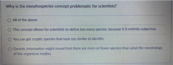 Solved Why is the morphospecies concept problematic for | Chegg.com