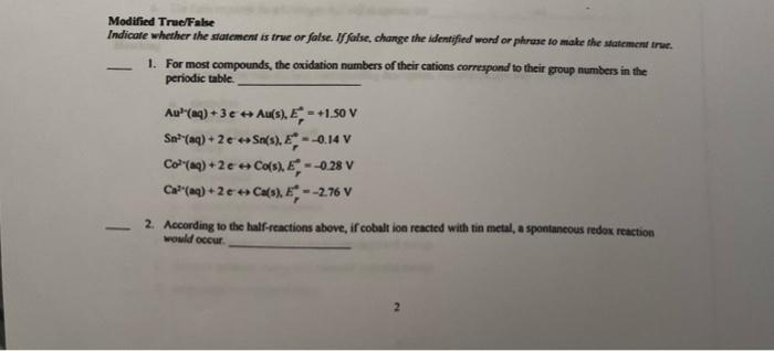 Modified True/False Indicate whether the statement is | Chegg.com