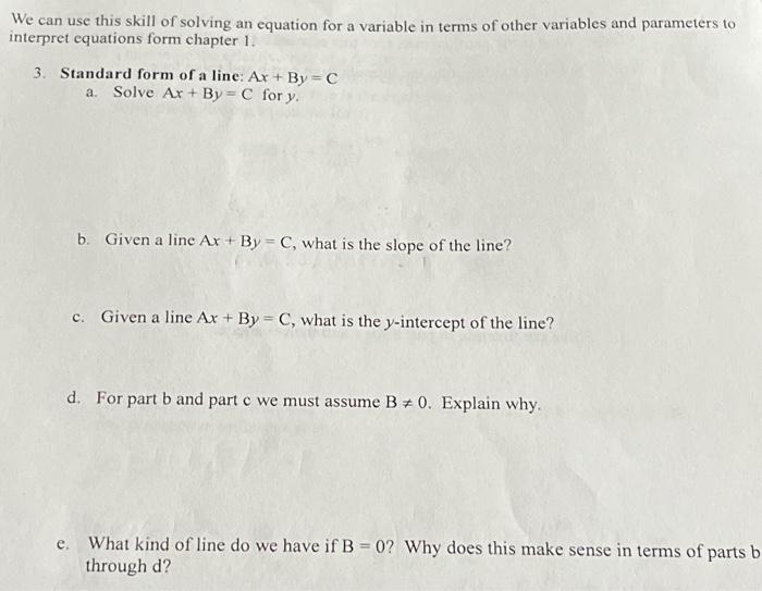 Solved We can use this skill of solving an equation for a | Chegg.com