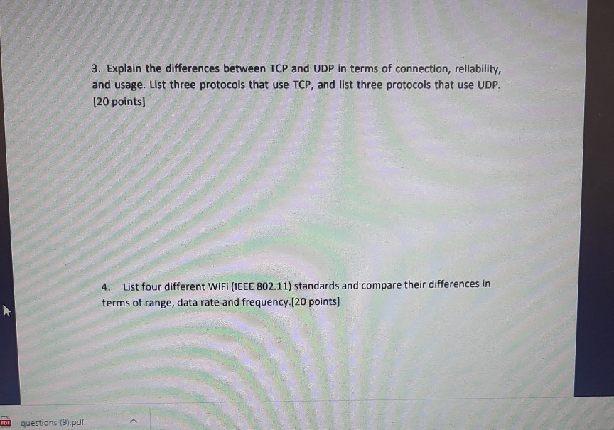 Solved 3. Explain the differences between TCP and UDP in | Chegg.com