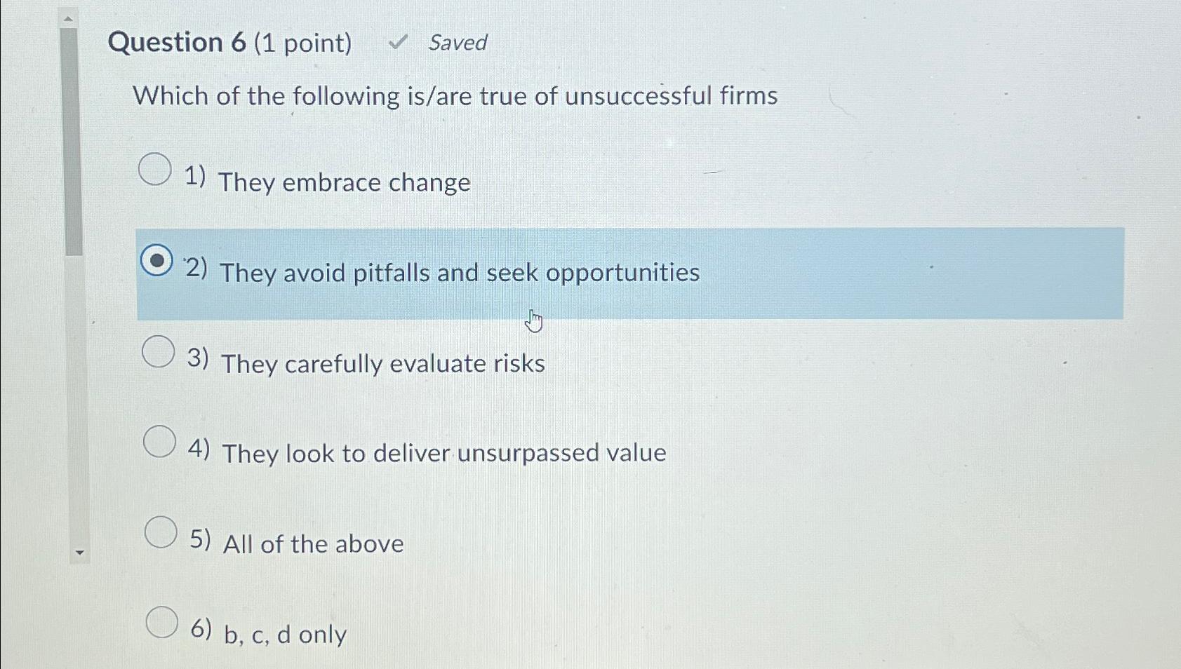 Solved Question 6 (1 ﻿point) ﻿SavedWhich of the following | Chegg.com