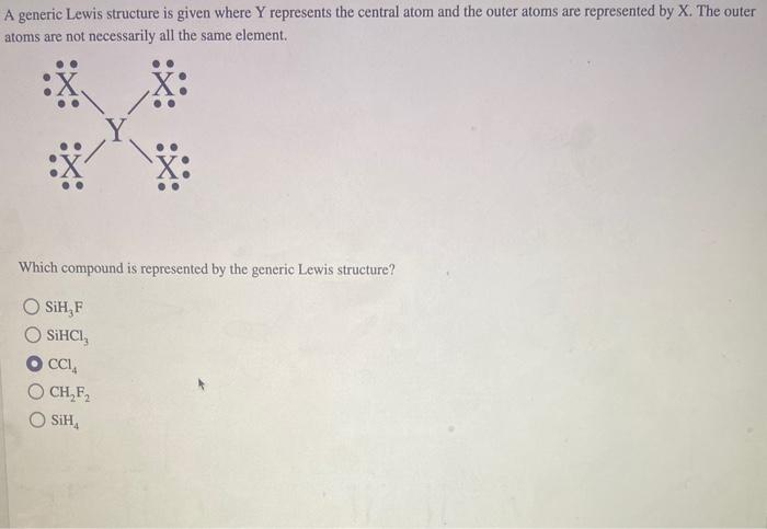 Solved A generic Lewis structure is given where Y represents | Chegg.com