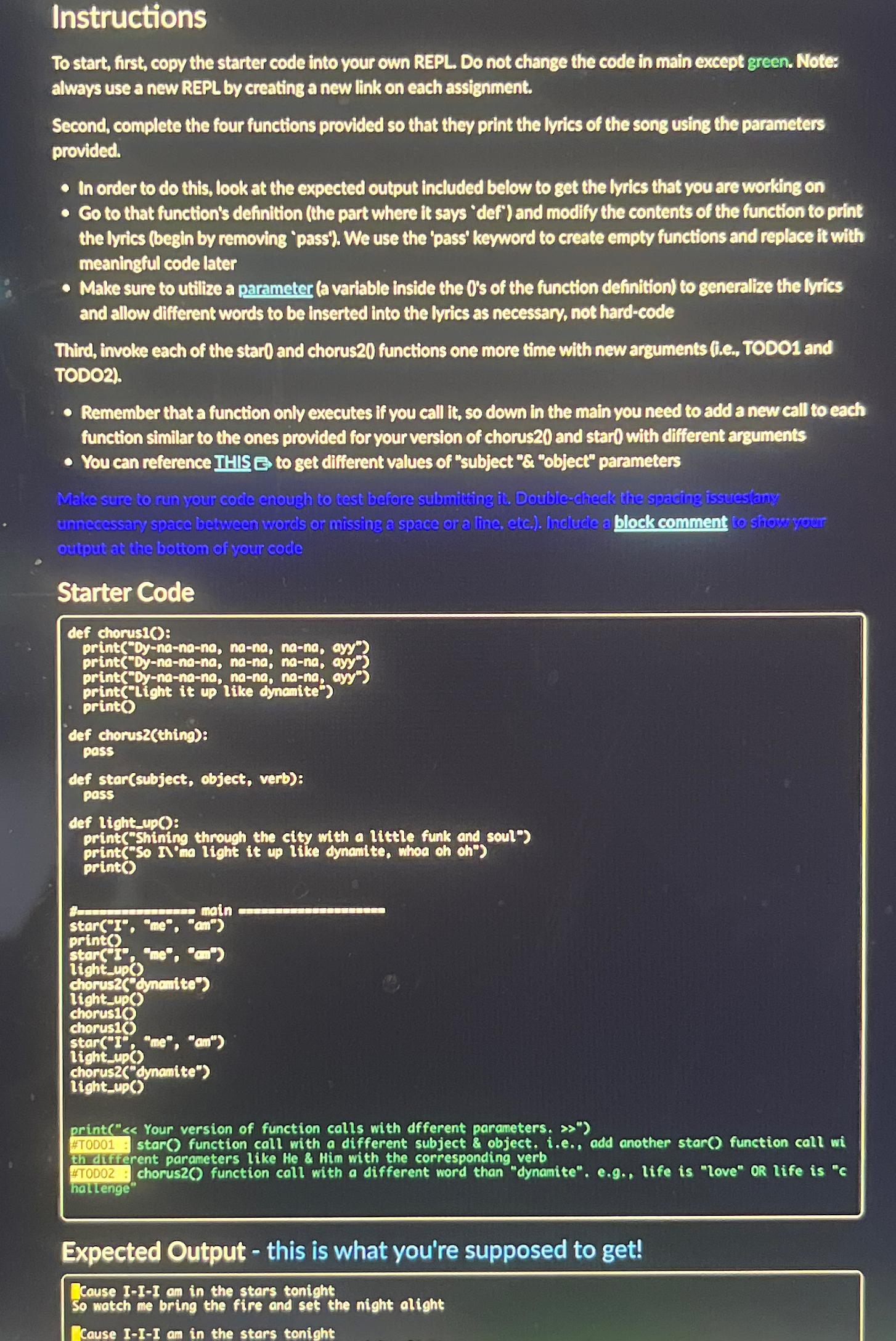 Solved InstructionsTo start, first, copy the starter code | Chegg.com