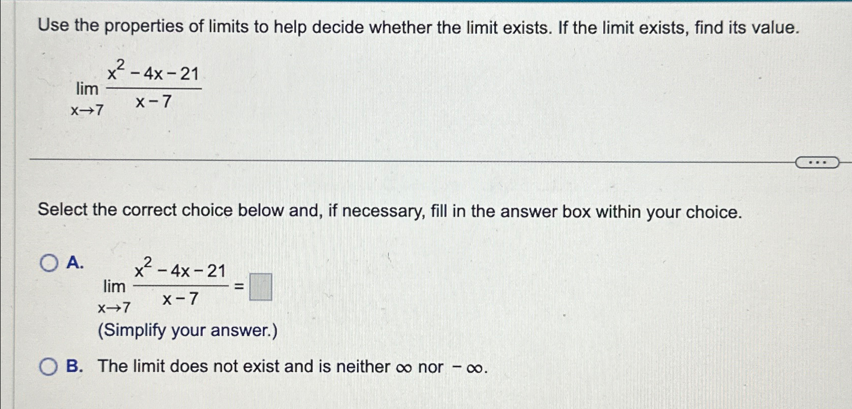 Solved Use the properties of limits to help decide whether | Chegg.com