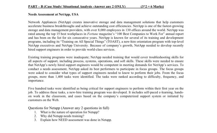 Solved PART - B (Case Study/ Situational Analysis -Answer | Chegg.com
