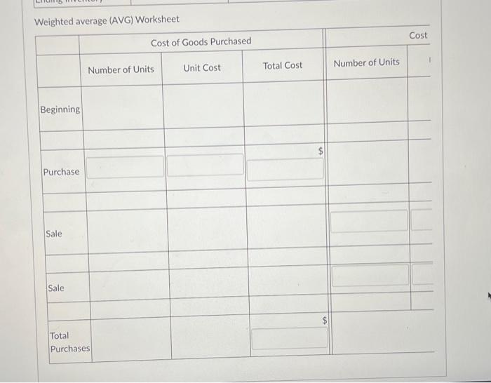 Solved Complete the worksheet and calculate the cost of | Chegg.com