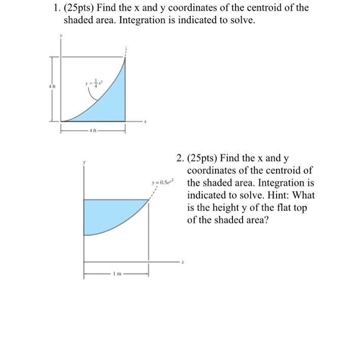 Solved 1. (25pts) Find the x and y coordinates of the | Chegg.com