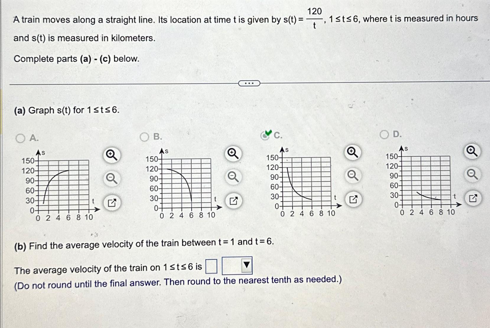 Solved A train moves along a straight line. Its location at | Chegg.com