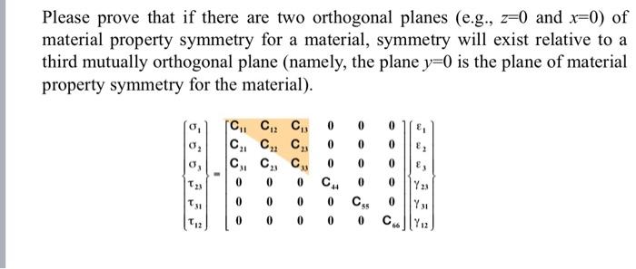 Solved Please prove that if there are two orthogonal planes | Chegg.com