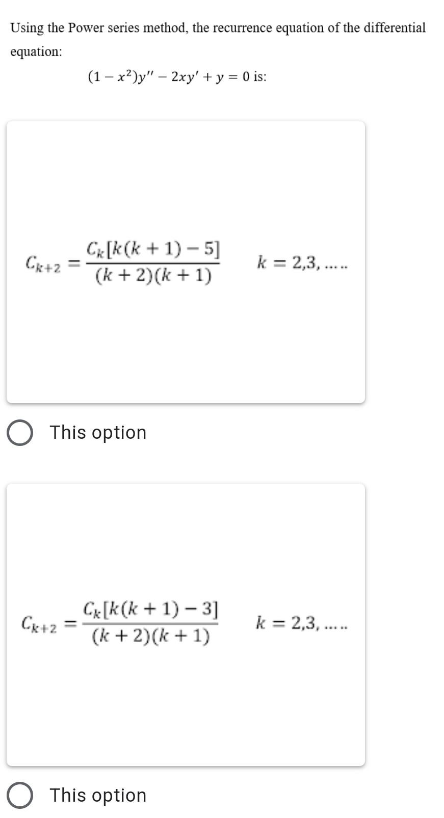 Solved Using the Power series method, the recurrence | Chegg.com