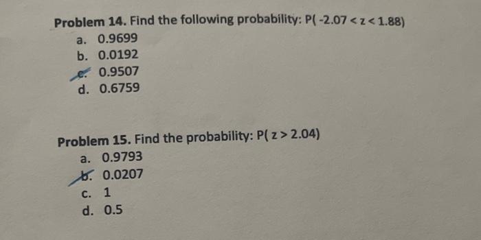 Solved Problem 14. Find the following probability: | Chegg.com