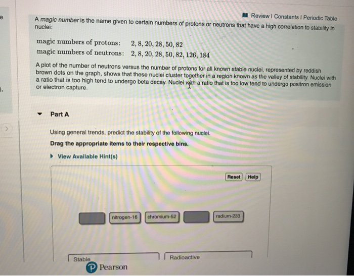 Review Constants 1 Periodic Table A magic number is | Chegg.com