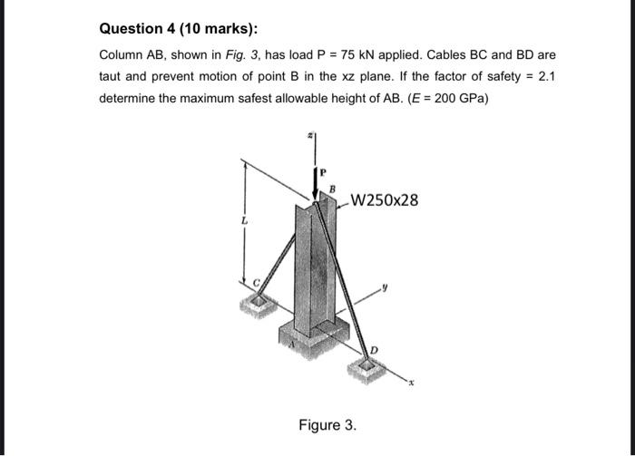 Solved Question 4 (10 marks): Column AB, shown in Fig. 3, | Chegg.com