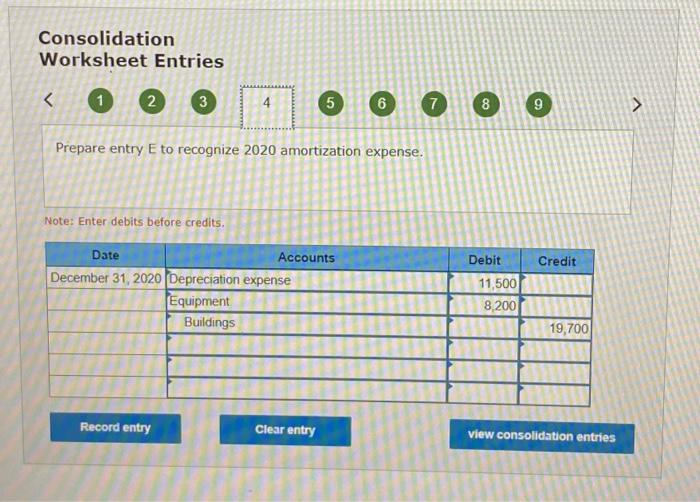Solved Consolidation Worksheet Entries Prepare entry S to | Chegg.com