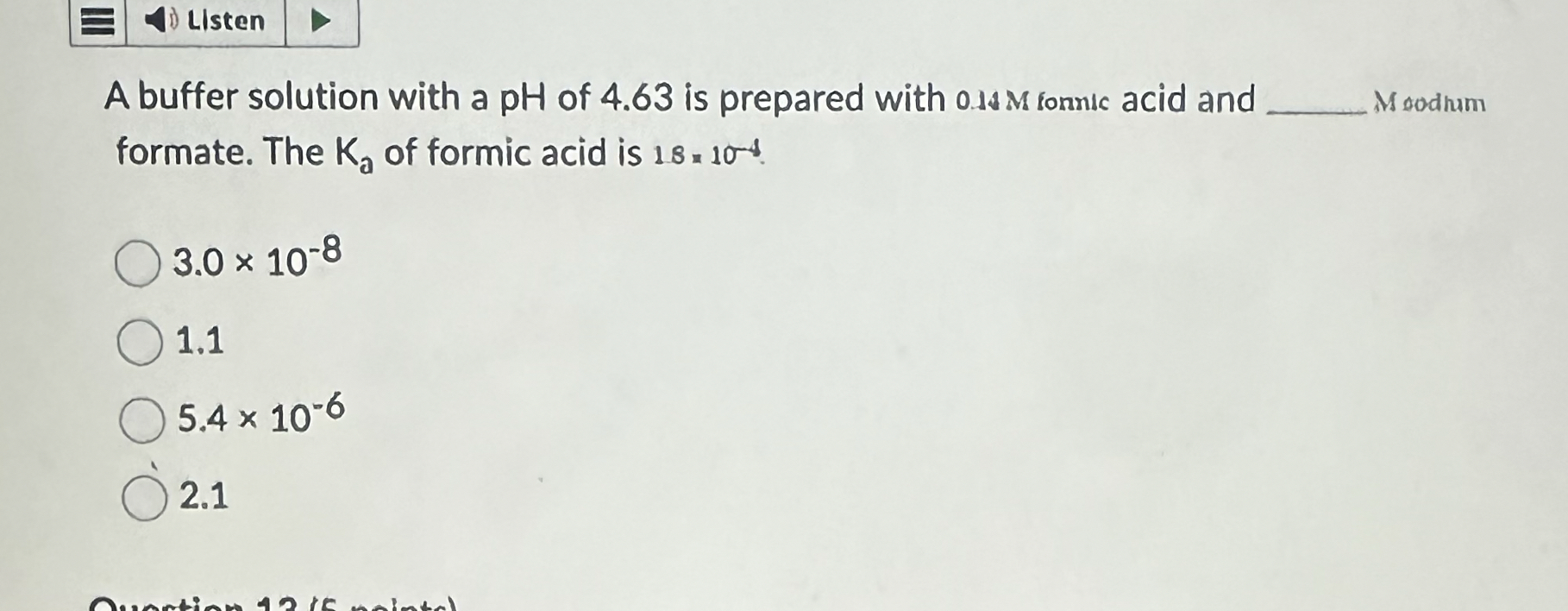 Solved A buffer solution with a pH of 4.63 ﻿is prepared with | Chegg.com
