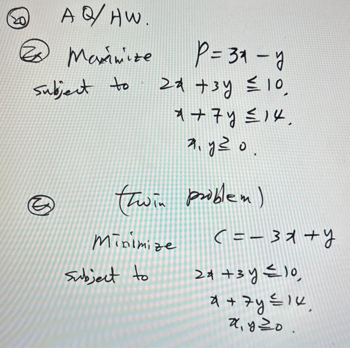 Solved (2) Maximite P=3x−y subject to 2x+3y≦10. | Chegg.com