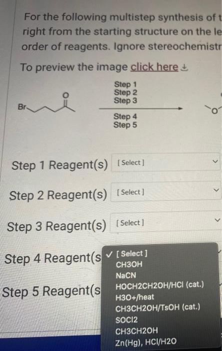 Solved For the following multistep synthesis of the target | Chegg.com
