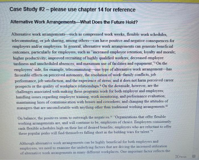 Solved Case Study \#2 - please use chapter 14 for reference | Chegg.com