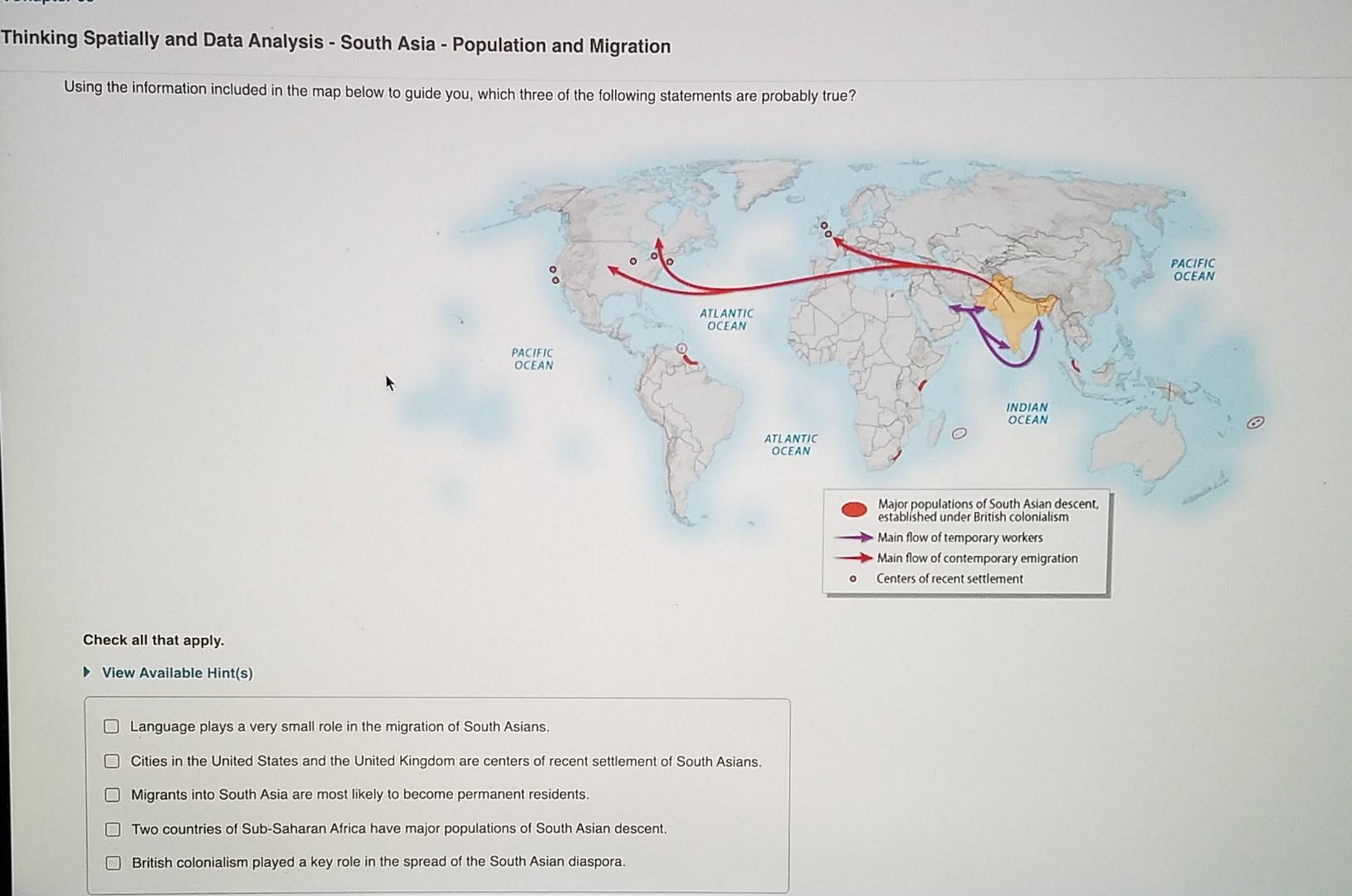 Solved Thinking Spatially and Data Analysis - South Asia - | Chegg.com