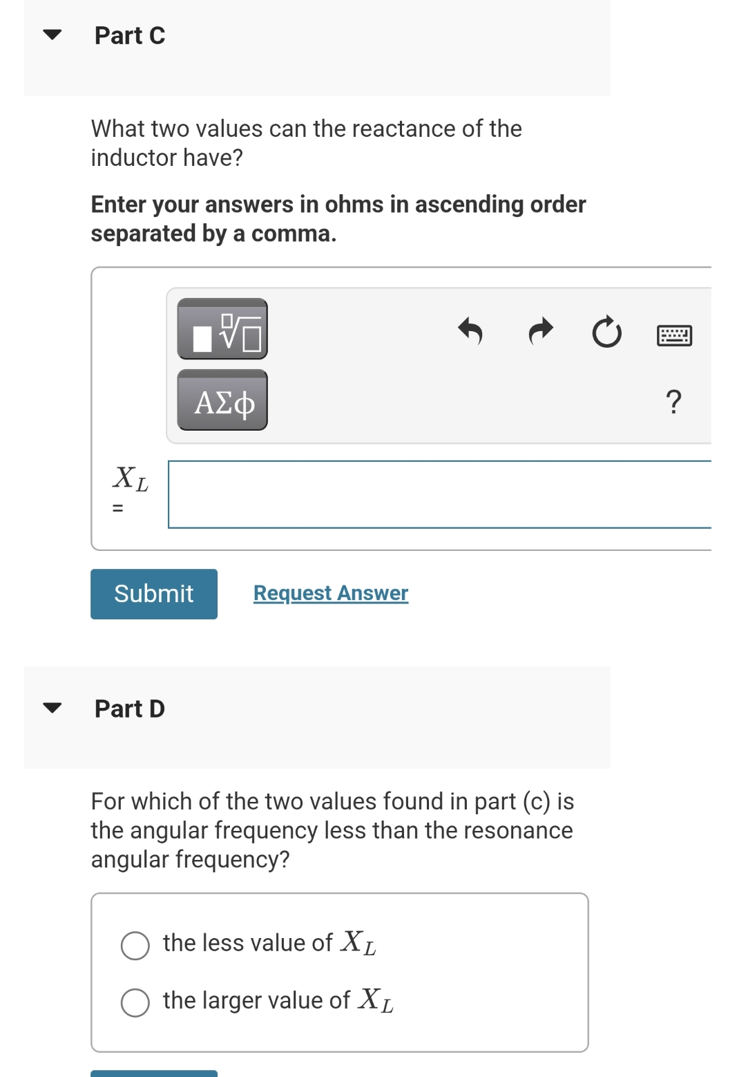 Solved In an L-R-C series circuit, the source has a voltage | Chegg.com