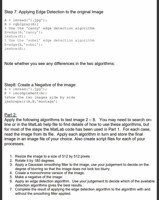 Solved write MATLAB scripts to apply some important impage | Chegg.com