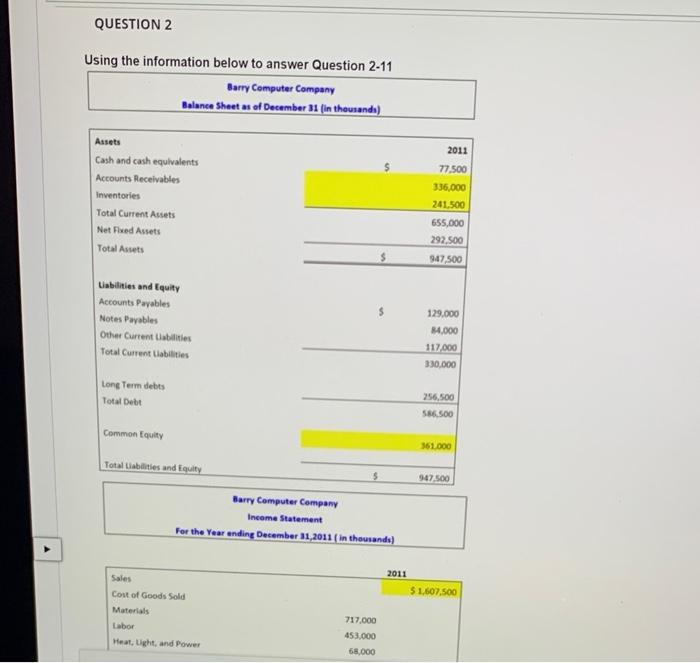 Solved Using the information below to answer Question | Chegg.com