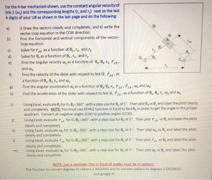 Solved 3 For the 4-bar mechanism shown, use the constant | Chegg.com