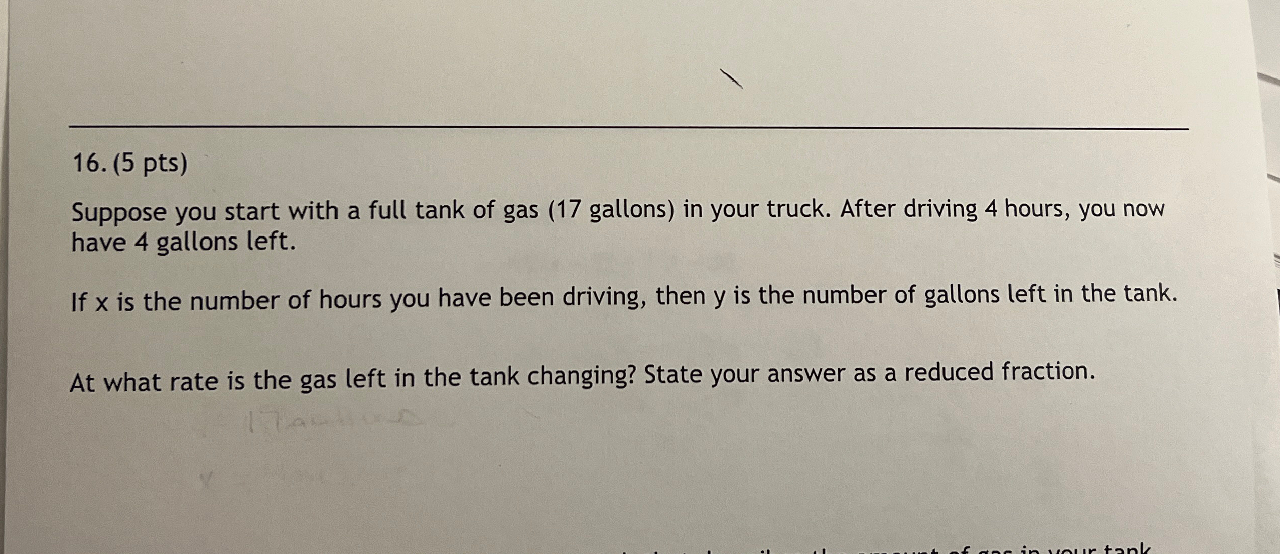 Solved (5 ﻿pts)Suppose you start with a full tank of gas | Chegg.com