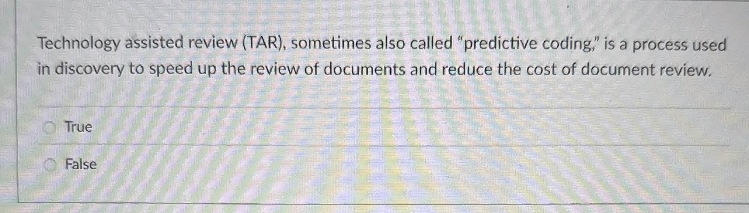 Solved Technology assisted review (TAR), ﻿sometimes also | Chegg.com